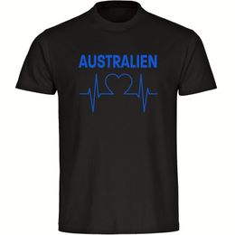 multifanshop® Kinder T-Shirt - Australien - Herzschlag - Druck blau