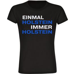 multifanshop® Damen T-Shirt - Holstein - Einmal Immer - Druck blau