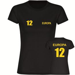 multifanshop® Damen T-Shirt - Europa - Trikot 12 - Druck gelb