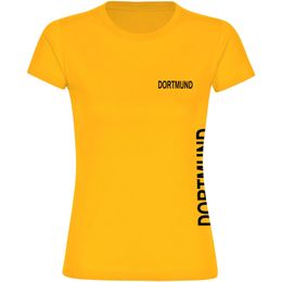 multifanshop® Damen T-Shirt - Dortmund - Brust & Seite - Druck schwarz