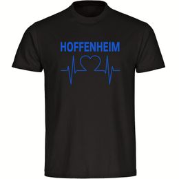 multifanshop® Herren T-Shirt - Hoffenheim - Herzschlag - Druck blau