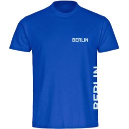 multifanshop® Kinder T-Shirt - Berlin blau - Brust & Seite - Druck weiß