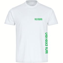 multifanshop® Herren T-Shirt - Wolfsburg - Brust & Seite - Druck grün