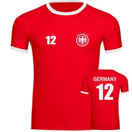 multifanshop® Kontrast T-Shirt - Germany - Adler Retro Trikot 12 - Druck weiß