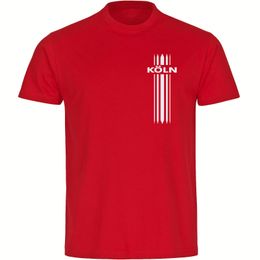 multifanshop® Herren T-Shirt - Köln - Streifen - Druck weiß