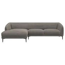 Ecksofa FLEXLUX "Belle Designsofa, L-Form, B/T 288/149 cm" Sofas Gr. B/H/T: 288cm x 74cm x 149cm, Bouclé, Chaiselongue links, braun (taupe brown) Skandinavisches Design, In hochwertiger Verarbeitung