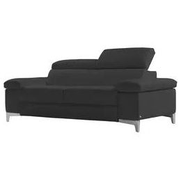 3-Sitzer NICOLETTI HOME Sofas Gr. B/H/T: 214cm x 99cm x 108cm, Leder Torrello, ohne Relaxfunktion, schwarz (nero) Kopfteilverstellung, wahlweise mit und ohne elektrischer Relaxfunktion