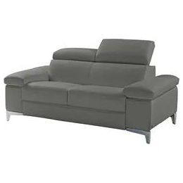 2,5-Sitzer NICOLETTI HOME Sofas Gr. B/H/T: 194cm x 79cm x 108cm, Leder Torrello, ohne elektrische Relaxfunktion, grau (grigio) mit Kopfteilverstellung, oder ohne elektrischer Relaxfunktion