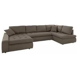 Wohnlandschaft Trendmanufaktur "Indie II, tolle Detailverarbeitung, bequem und komfortabel im Sitz" Sofas Gr. B/H/T: 335cm x 86cm x 179cm, Struktur fein, Recamiere links, mit Bettfunktion, braun (hellbraun) wahlweise mit Bettfunktion, U-Form