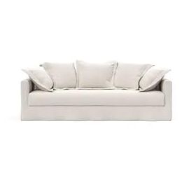 Schlafsofa INNOVATION LIVING TM "PASCALA Bettsofa der Extraklasse, Kuschelkomfort mit tollen Kissen" Sofas Gr. Microfaser VIVUS, weiß (dusty off white 574, vivus) mit Taschenfederkernmatratze, Liegefläche Breite 140 cm