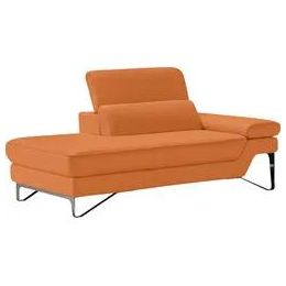 Ottomane Egoitaliano "Princess, elegantes Designsofa mit erstklassigem Sitzkomfort" Sofas Gr. B/H/T: 177 cm x 95 cm x 108 cm, Leder BULL, Armlehne rechts, orange inkl. verstellbarem Kopfteil und edle Designmetallfüße