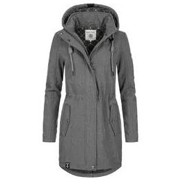 Softshelljacke PEAK TIME "L60013" Gr. XS (34), grau (dunkelgrau), Damen, Softshell, Obermaterial: 96% Polyester, 4% Elasthan, Futter 1: 100% Polyester, Futter 2: 60% Baumwolle, 40% Polyester, Jacken, wasserabweisender Übergangs-Mantel mit abnehmbarer Kapuze