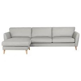 Ecksofa Home Affaire "Meersburg, L-Form" Sofas Gr. Webstoff, Recamiere links, braun (latte) mit Holzfüßen