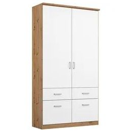 Kleiderschrank Rauch "Kleiderschrank Schrank Garderobe deckenhoher BREMEN" Schränke Gr. B/H/T: 91cm x 199cm x 58cm, ohne Spiegel, 2, weiß (weiß/eiche artisan) in vielen Farben und Ausführungen MADE IN GERMANY