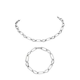 Paul Valentine Wave Rush Necklace Set Silver