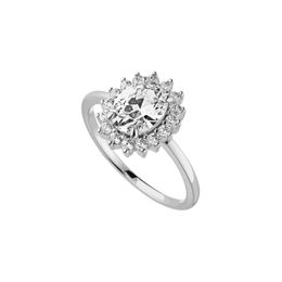 Paul Valentine Sparkle Oval Ring Silver