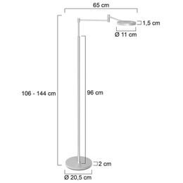 Steinhauer LED-Akku-Stehleuchte Soleil, stahlfarben, Metall, Dimmer