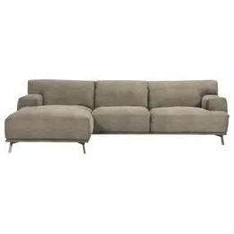 Ecksofa furninova "Rocco klassisch, zeitlos und modernes Design mit hohem Sitzkomfort" Sofas Gr. B/H/T: 280cm x 78cm x 150cm, Struktur, Ottomane links, grau (taupe) L-Form, hoher Fuß