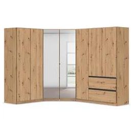 Schrank-Set Rauch "Kleiderschrank Schrank Garderobe Wäscheschrank COSTA mit Spiegel" Kastenmöbel-Sets Gr. B/H/T: 208 cm x 197 cm x 253 cm, braun (eiche artisan) viel Platz, grifflose Front und Push-to-Open Funktion MADE IN GERMANY