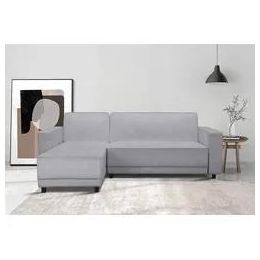 Ecksofa DOREL HOME "Allie Schlafsofa 230 cm mit Relaxfunktion in der Rückenlehne" Sofas Gr. B/H/T: 230cm x 82cm x 154cm, Veloursstoff, Recamiere beidseitig montierbar, grau (hellgrau) Schlaffunktion (108194,5cm), trendiger Cord o. pflegeleichter Velours