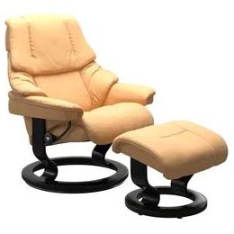 Relaxsessel stressless "Reno" Sessel Gr. Material Bezug, Material Gestell, Ausführung / Funktion, Maße B/H/T, gelb mit Hocker, Classic Base, Größe S, M & L, Gestell Schwarz