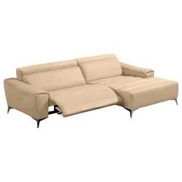 Ecksofa Egoitaliano "Suzette, Designsofa mit hohem Sitzkomfort" Sofas Gr. B/H/T: 266cm x 95cm x 163cm, Leder BULL, Recamiere rechts, mit Relaxfunktion, beige (champagner) mit Recamiere, inkl. 1 elektronischen Relaxfunktion, L-Form