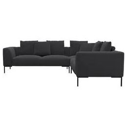 Ecksofa FLEXLUX "Sava, gleichschenklig, bequem mit hohem Sitzkomfort" Sofas Gr. B/H/T: 285cm x 94cm x 285cm, Lederoptik, Schenkel rechts, 3 Sitzer-Ecke -3 Sitzer, schwarz (gorilla schwarz) Taschenferderkern-Sitz mit Kaltschaum, lose Rücken- & Dekokissen