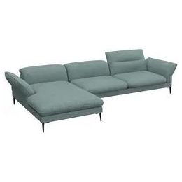 Ecksofa FLEXLUX "Salino, Funktionssofa mit Recamiere, Relaxsofa, Ecksofa" Sofas Gr. B/H/T: 340cm x 88cm x 182cm, Boucle, Chaiselongue links, blau (sky blau) Sofa mit Arm- und Kopfteil-Verstellungen, Kaltschaum & Stahl-Wellen