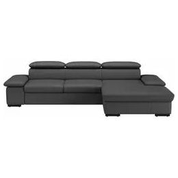 Sit & More Ecksofa SIT & MORE "Alcudia L-Form" Sofas Gr. B/H/T: 286cm x 73cm x 174cm, NaturLEDER, Recamiere rechts, mit Kopfteilverstellung-mit Armteilverstellung-mit Bettfunktion-Rücken Spannstoff, schwarz wahlweise mit Bettfunktion