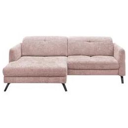 Ecksofa SET ONE BY Musterring "SO 4400 V" Sofas Gr. B/H/T: 259cm x 84cm x 167cm, Chenille JOY, Recamiere links, mit Armteilverstellung-ohne Kopfteilverstellung-ohne Sitting-Bett motorisch, rosa (altrosa) wahlweise mit motorischer Bettfunktion & Kopfverstellung, Fuß schwarz