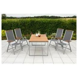 Garten-Essgruppe Merxx "»Siena«" Sitzmöbel-Sets grau (grau + graphit) Ausziehtisch: LxB: 150-200 x 90 cm