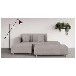 Ecksofa Inosign "Suyala" Sofas Gr. B/H/T: 258cm x 85cm x 168cm, Chenilleoptik, Recamiere links, mit Hocker, grau (taupe) L-Form mit Hocker