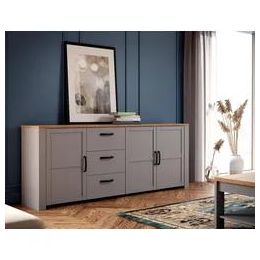 Sideboard FORTE "Bohol" Sideboards Gr. B/H/T: 220,8cm x 87,2cm x 42cm, 3 St., grau (eichefarben/ grau) Breite 220 cm