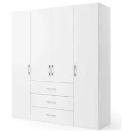 Drehtürenschrank "Henderson", weiß (alpinweiß), B:201cm H:223cm T:60cm, Holzwerkstoff, SET ONE BY Musterring, Schränke, mit 3 Schubladen, inkl. Fachböden und Kleiderstangen