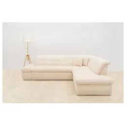 Ecksofa DOMO collection "Moric L-Form" Sofas Gr. B/H/T: 273cm x 80cm x 216cm, Breitcord, Ottomane rechts, mit Bettfunktion-mit Armlehnenverstellung, beige (creme) wahlweise mit Bettfunktion und Armlehnenverstellung, auch in Cord