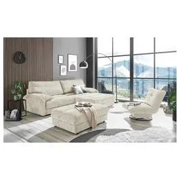 Stella Trading Ecksofa ED EXCITING DESIGN "Princeton L-Form" Sofas Gr. B/H/T: 261cm x 95cm x 193cm, Webstoff, Recamiere beidseitig montierbar, mit Rundumbezug-inkl. 2 Rückenkissen, beige (creme) frei im Raum stellbar