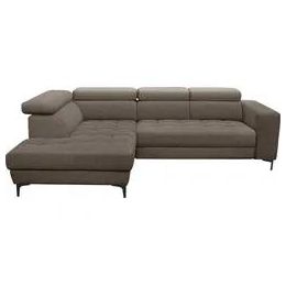 Ecksofa Alina "Valea" Sofas Gr. B/H/T: 300cm x 102cm x 207cm, Struktur TTA, Ottomane links, keine ausziehbare Liegefläche, braun (braun tta 14) mit Rückenlehnenverstellung, wahlweise ausziehbarer Liegefläche