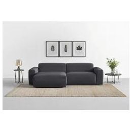 Ecksofa Trendmanufaktur "Braga, mit hochwertigem Kaltschaum, L-Form, in Cord erhältlich" Sofas Gr. B/H/T: 255cm x 72cm x 160cm, Struktur fein JOIZ, Recamiere links, grau (graphite) modernes Sofa, Couch mit hohem Sitzkomfort, 25572160 cm (BHT)