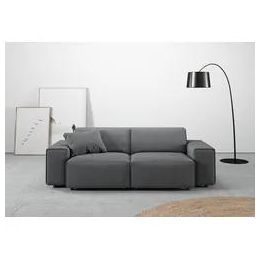 2,5-Sitzer Andas "Glimminge auch in Breitcord, Feincord + Easy care-Bezug" Sofas Gr. B/H/T: 214cm x 71cm x 101cm, Easy care, grau (anthrazit) besondere Kedernähte, Zierkissen