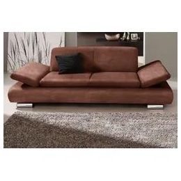 2,5-Sitzer Max Winzer "Toulouse modern und bequem, aktuelles Design, hoher Sitzkomfort" Sofas Gr. B/H/T: 224cm x 75cm x 89cm, Leder 93700, braun (cognac) mit klappbaren Armlehnen, Breite 224 cm