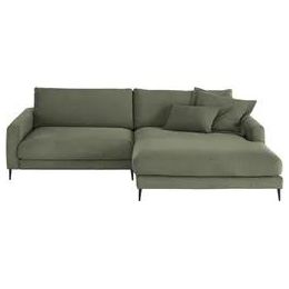 Ecksofa Inosign "Downtown, B/T/H: 272/190/84 cm L-Form" Sofas Gr. B/H/T: 272cm x 84cm x 190cm, Feincord, Recamiere rechts, grün (oliv) weicher Sitzkomfort auch in Cord und Bouclé, incl. Zierkissen