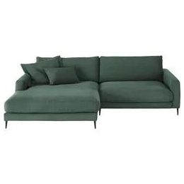 Ecksofa Inosign "Downtown, B/T/H: 272/190/84 cm L-Form" Sofas Gr. B/H/T: 272cm x 84cm x 190cm, Feincord, Recamiere links, grün weicher Sitzkomfort auch in Cord und Bouclé, incl. Zierkissen