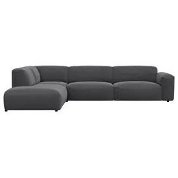 Ecksofa FLEXLUX "Lucera, super bequem durch hochwertigen Sitzaufbau mit Kaltschaum" Sofas Gr. B/H/T: 321cm x 73cm x 231cm, Chenille, Ottomane links, grau (dervit grau) modern & anschmiegsam, L-Form, Designsofa