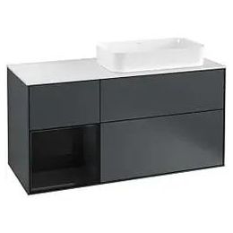 Villeroy & Boch Villeroy und Boch Finion Waschtischunterschrank F271PHHG 120cm, Abdeckplatte white matt, Regal links Glossy Black Lacquer, Midnight Blue Matt Lacquer