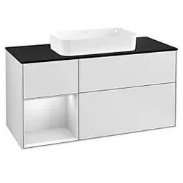 Villeroy & Boch Villeroy und Boch Finion Waschtischunterschrank F292MTMT 120cm, Abdeckplatte black matt, Regal links White matt lacquer, White matt lacquer