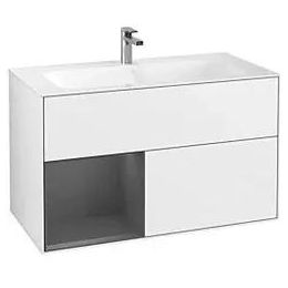 Villeroy & Boch Villeroy und Boch Finion Waschtischunterschrank G030GKGF 99,6x59,1cm, Wandbeleuchtung, Regal links Anthracite matt, Glossy white lacquer