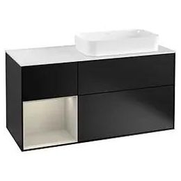 Villeroy & Boch Villeroy und Boch Finion Waschtischunterschrank G271HHPD 120cm, Abdeckplatte white matt, Emotion, Regal links Sand Matt Lacquer, Black matt lacquer