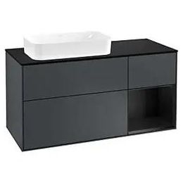 Villeroy & Boch Villeroy und Boch Finion Waschtischunterschrank G282PDHG 120cm, Abdeckplatte black matt, Emotion, Regal rechts Black matt lacquer, Midnight Blue Matt Lacquer