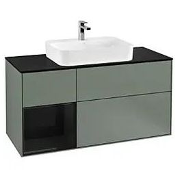 Villeroy & Boch Villeroy und Boch Finion Waschtischunterschrank G412PHGM 120cm, Abdeckplatte black matt, Emotion, Regal links Glossy Black Lacquer, Olive Matt Lacquer