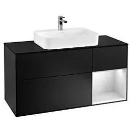 Villeroy & Boch Villeroy und Boch Finion Waschtischunterschrank G422MTPD 120cm, Abdeckplatte black matt, Emotion, Regal rechts White matt, Black matt lacquer